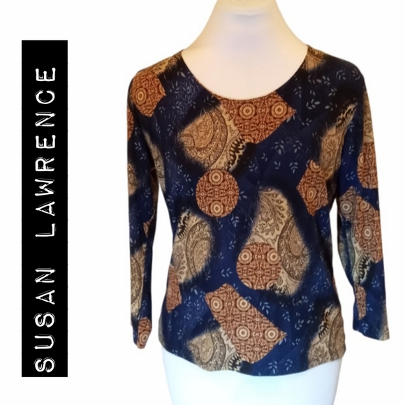 Susan Lawrence | Tops | Susan Lawrence Blue Stretchy Top | Poshmark